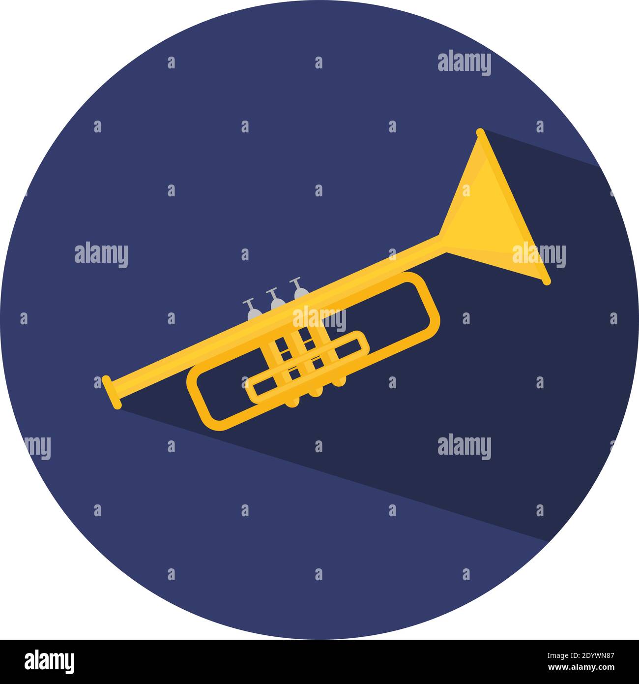 Golden trumpet, illustration, vector on a white background Stock Vector ...