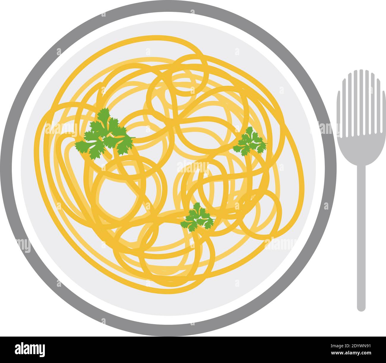 Delicious spaghetti, illustration, vector on a white background Stock ...