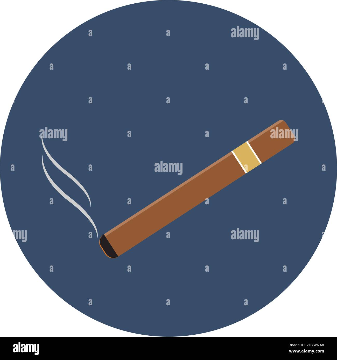 Big brown cigar, illustration, vector on a white background Stock ...
