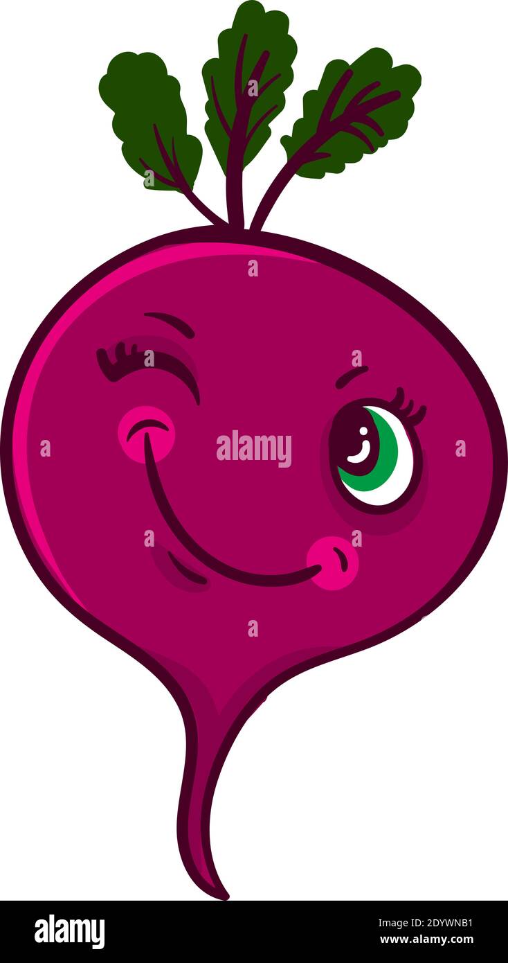 Pink winking beet, illustration, vector on a white background Stock ...