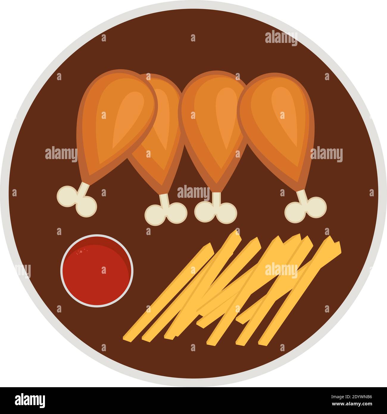 Chicken and fries, illustration, vector on a white background Stock ...