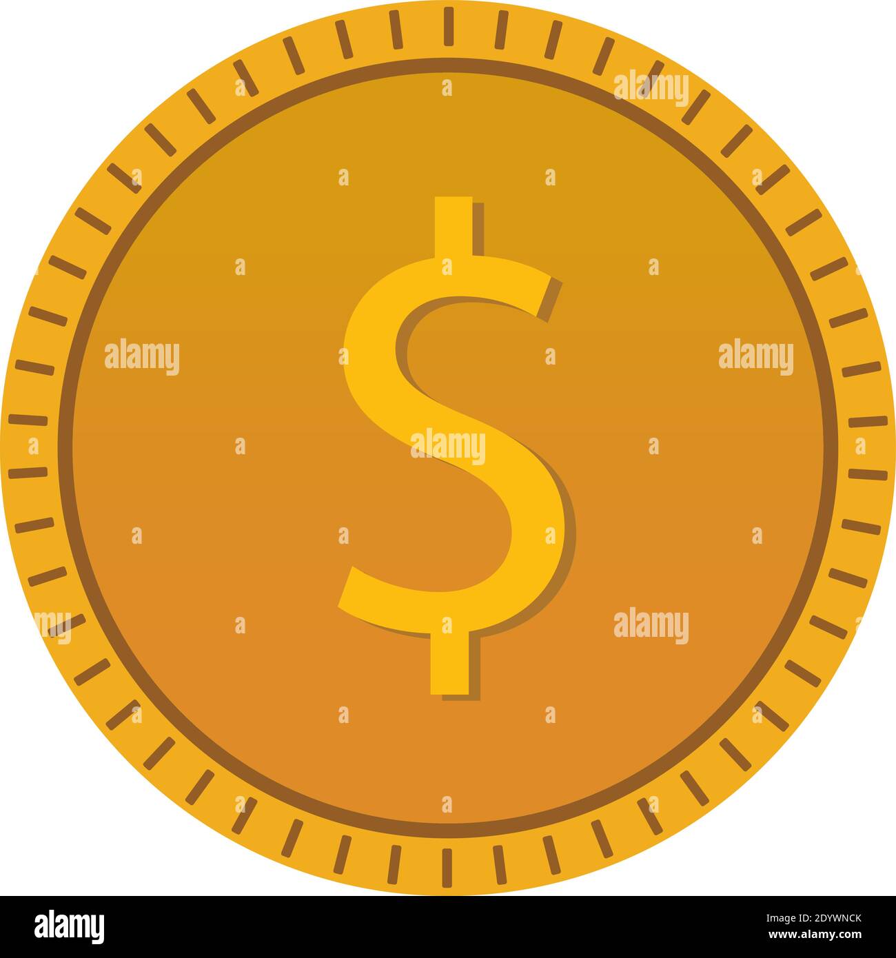 Golden coin, illustration, vector on a white background Stock Vector ...