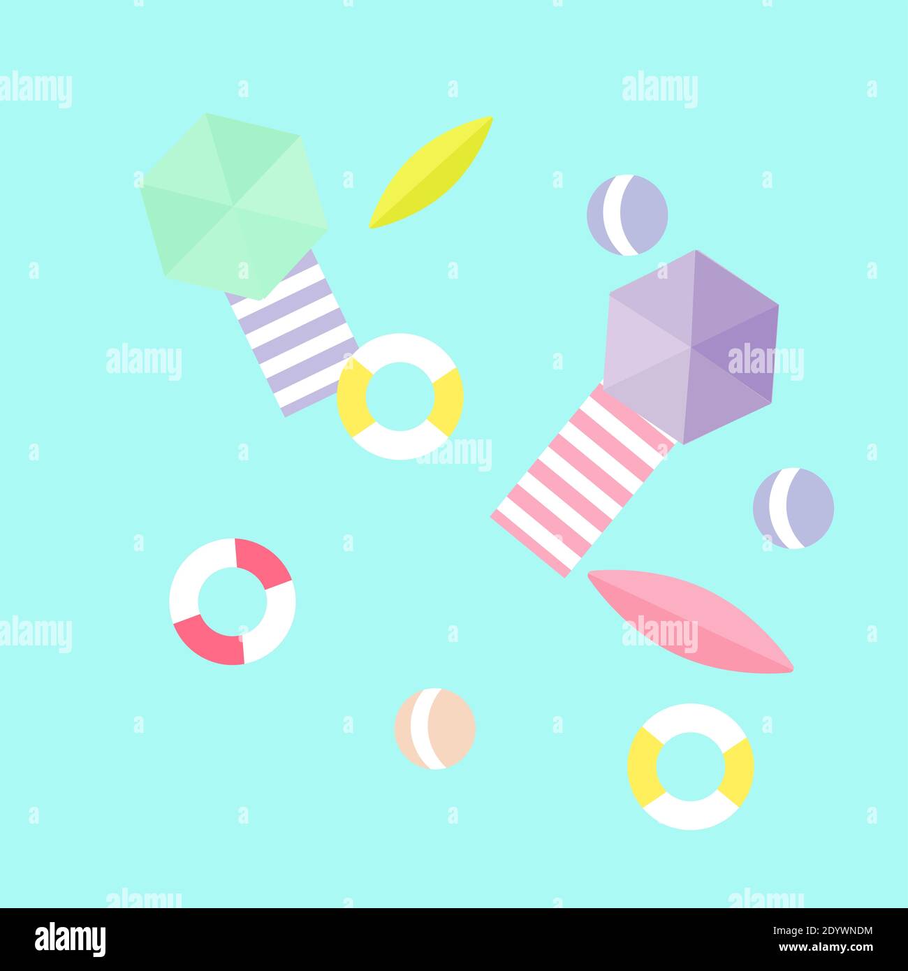 Beach things, illustration, vector on a white background Stock Vector ...