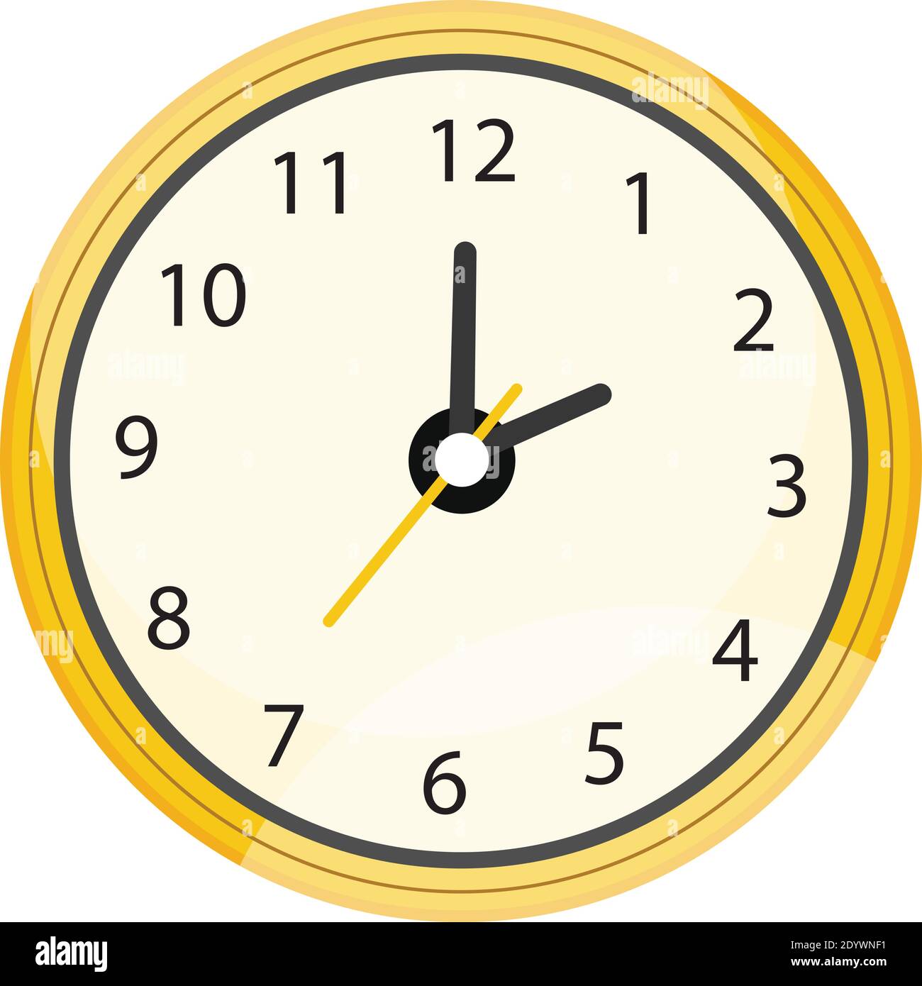 Yellow clock, illustration, vector on a white background Stock Vector ...