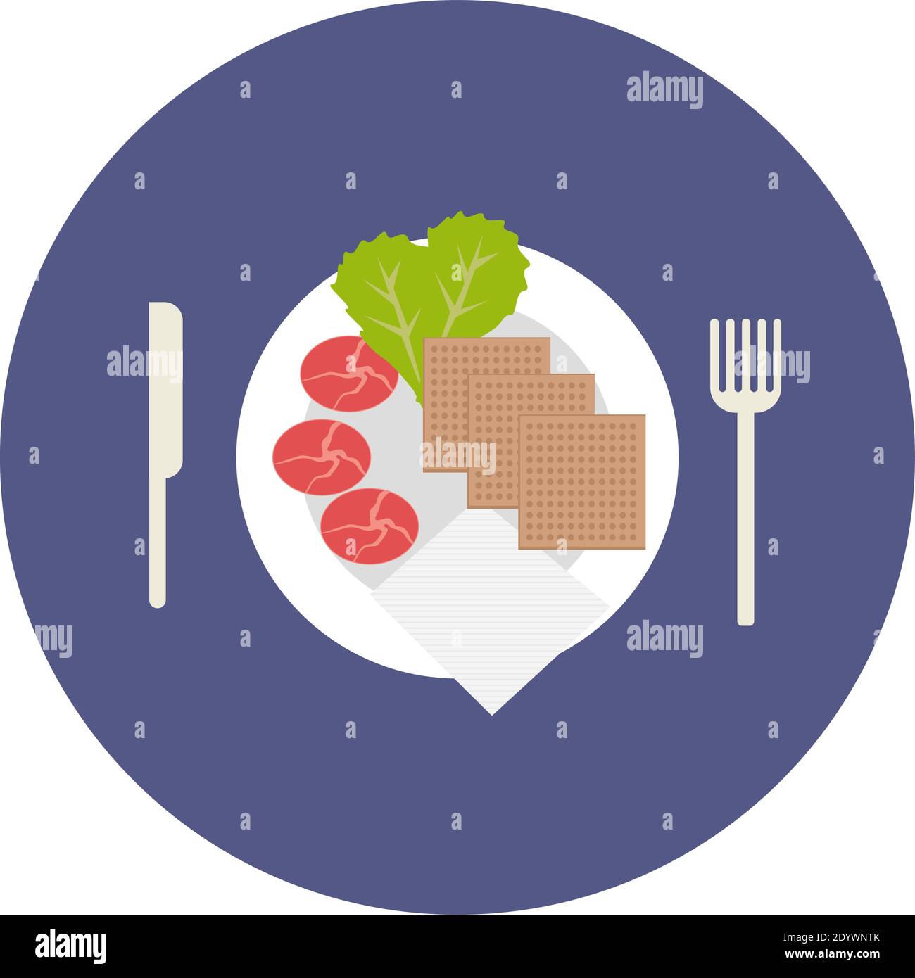 Breakfast on a plate, illustration, vector on a white background Stock ...