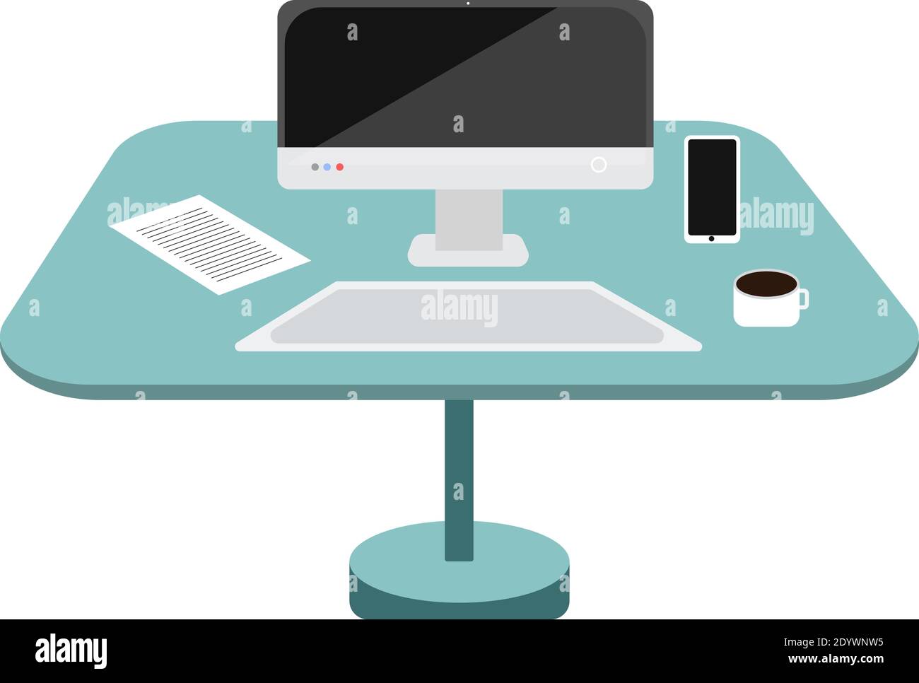 Computer table, illustration, vector on a white background Stock Vector ...