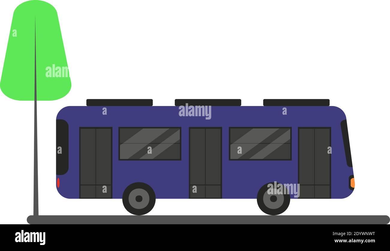 Purple bus, illustration, vector on a white background Stock Vector ...