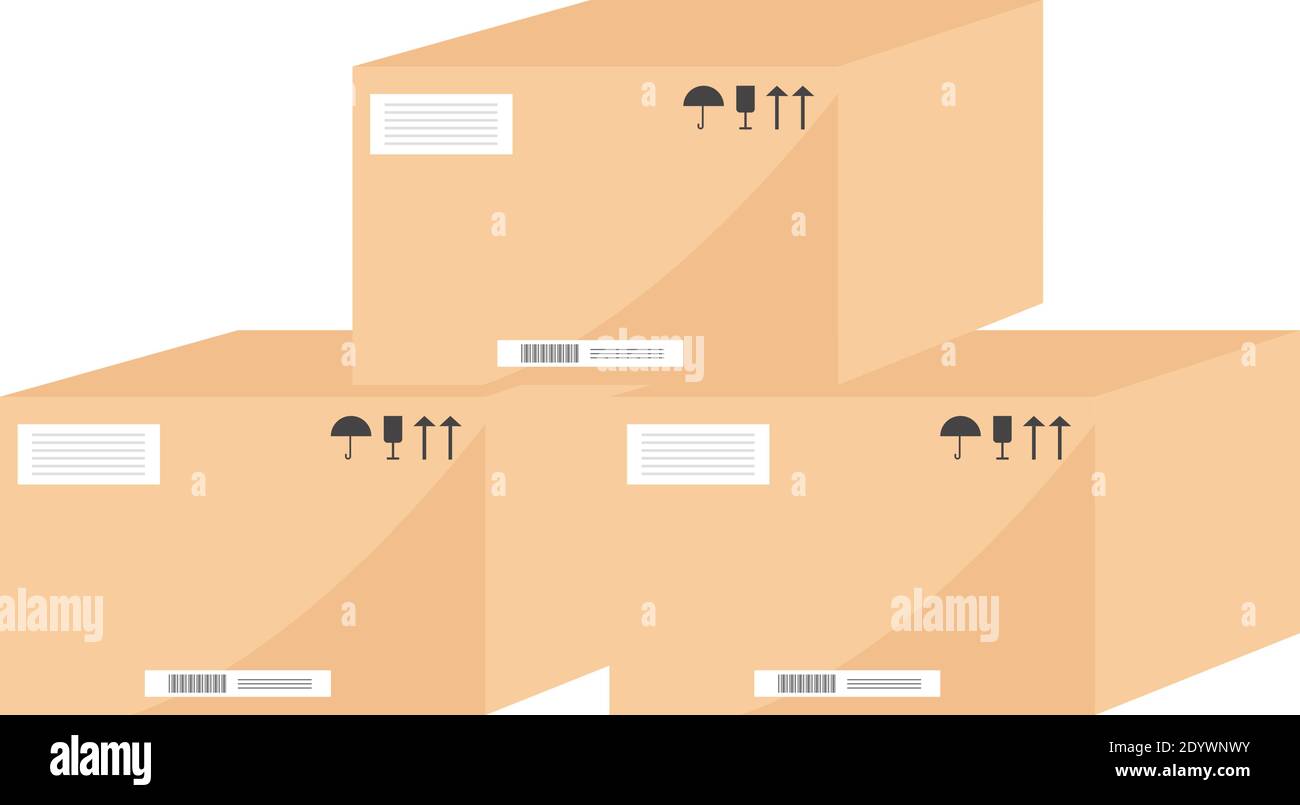 Brown boxes, illustration, vector on a white background Stock Vector ...
