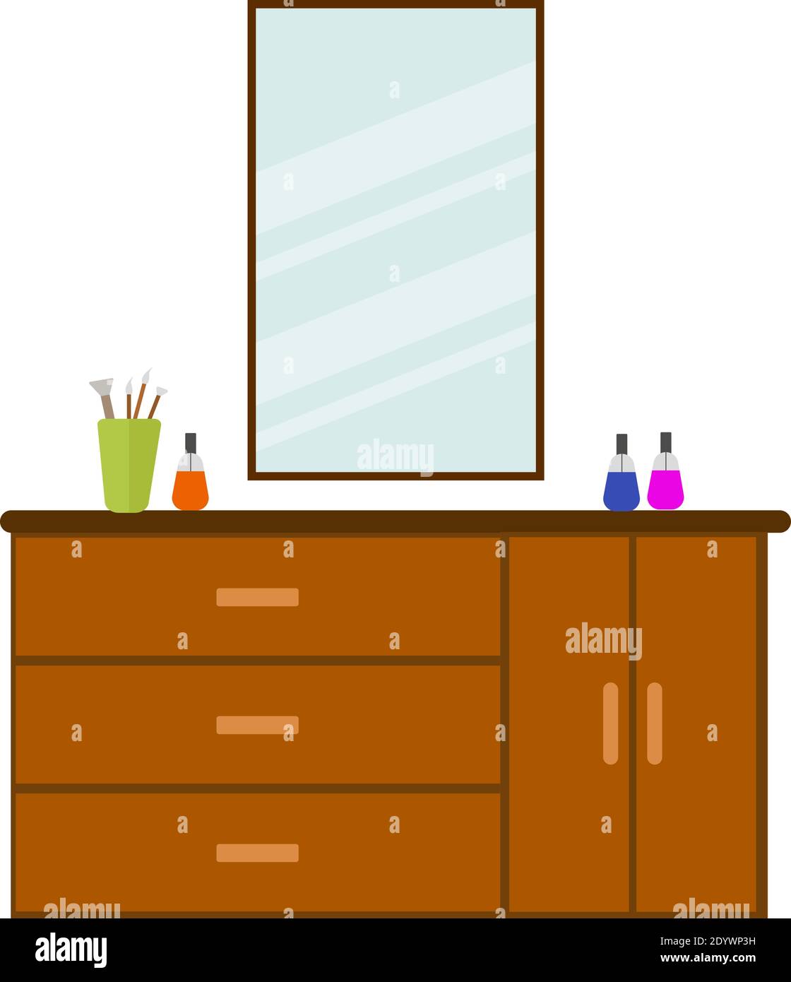 Dressing table, illustration, vector on a white background Stock Vector ...