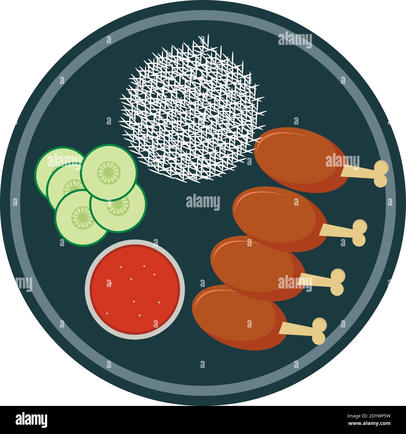 Grilled chicken, illustration, vector on a white background Stock ...