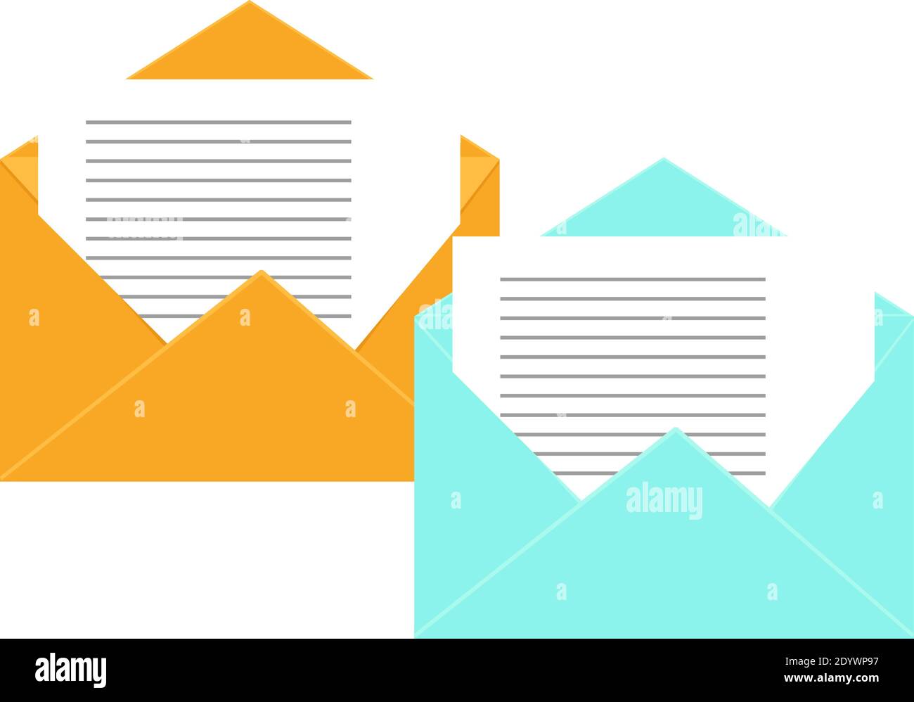 Letters in envelope, illustration, vector on a white background Stock ...