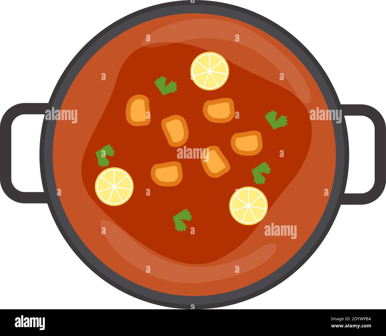 Food in a pot, illustration, vector on a white background Stock Vector ...