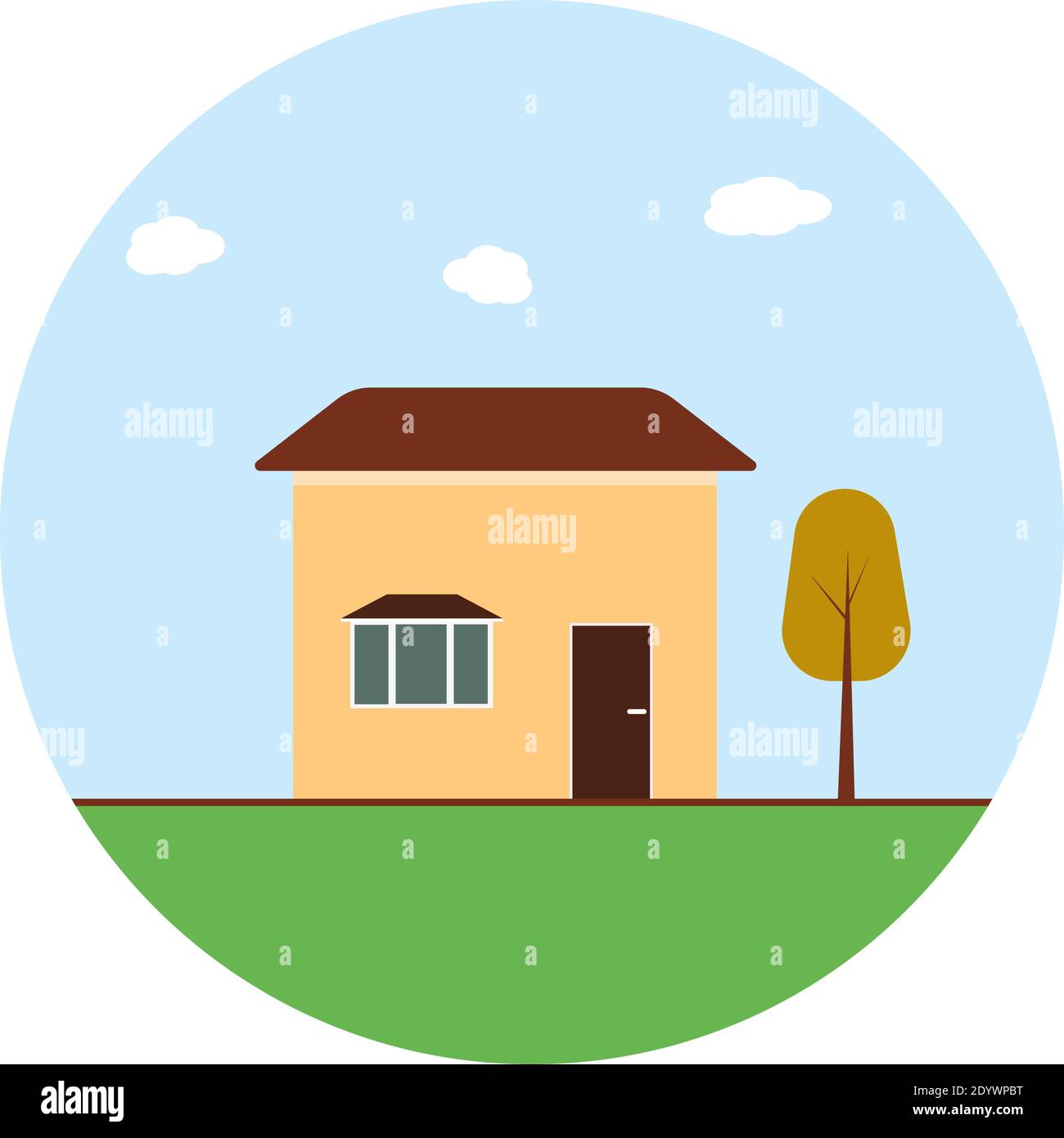 Yellow house, illustration, vector on a white background Stock Vector ...