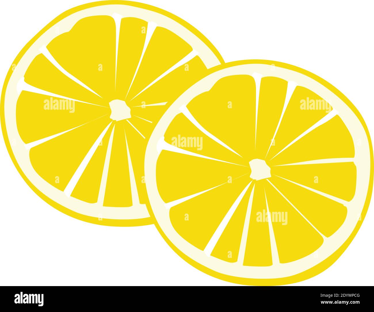 Lemons cut in slices, illustration, vector on a white background Stock ...