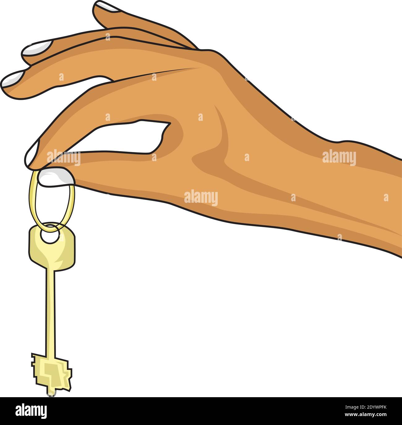 Hand holding key, illustration, vector on a white background Stock ...