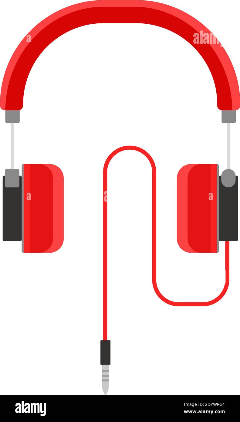 Red headphones, illustration, vector on a white background Stock Vector ...