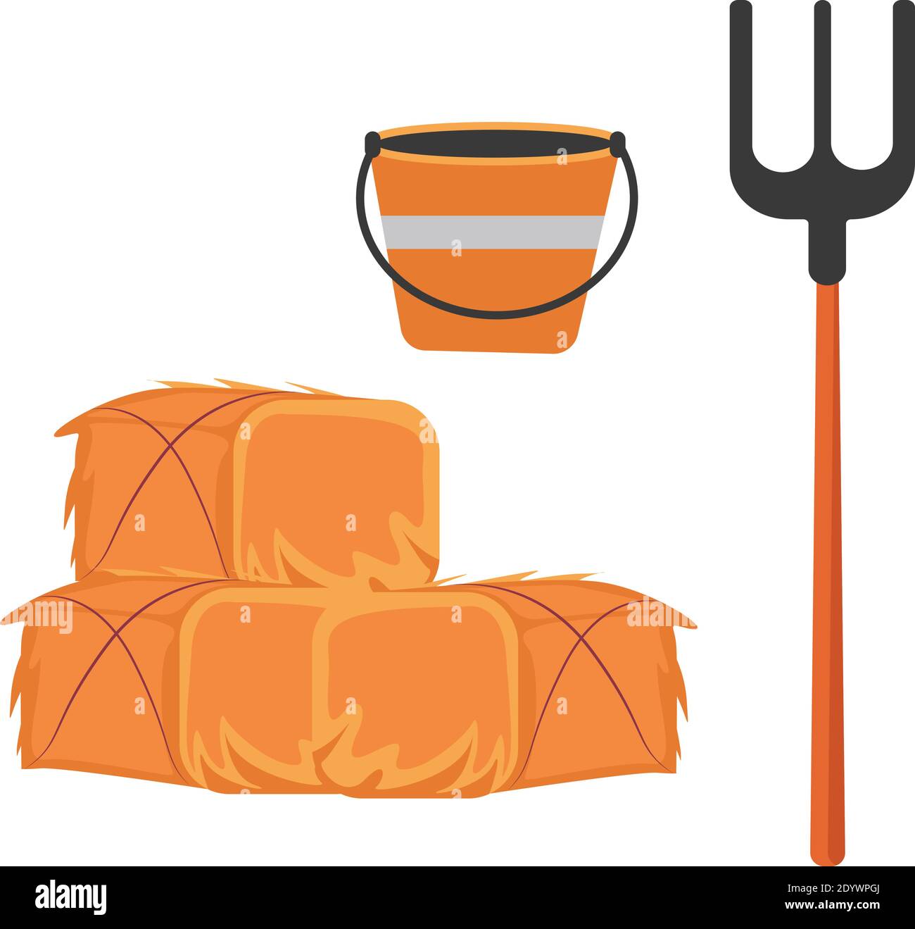 Harvest straw bucket, illustration, vector on a white background Stock ...