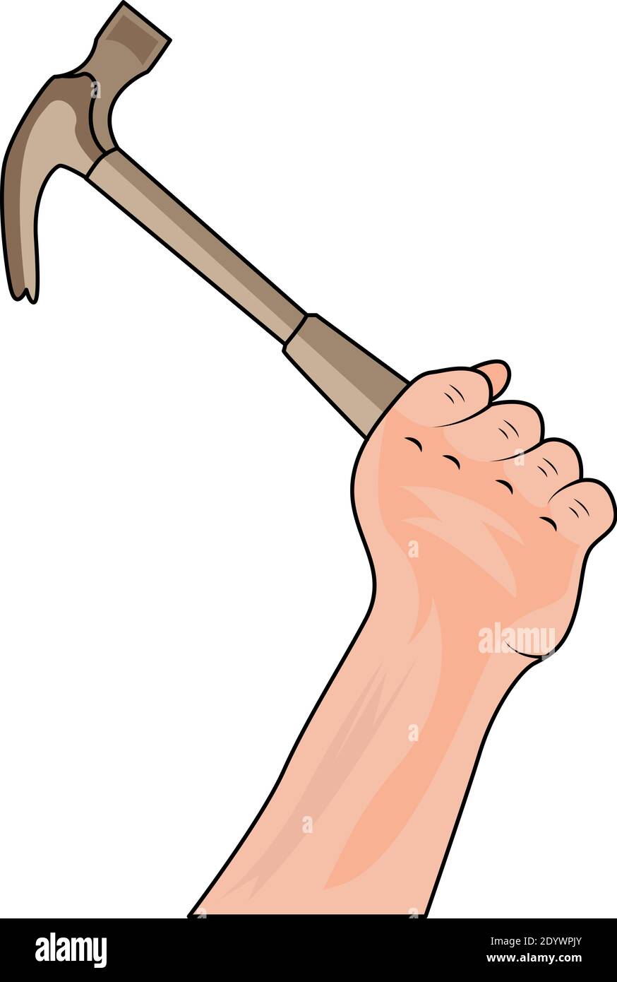 Hand with hammer, illustration, vector on a white background Stock ...