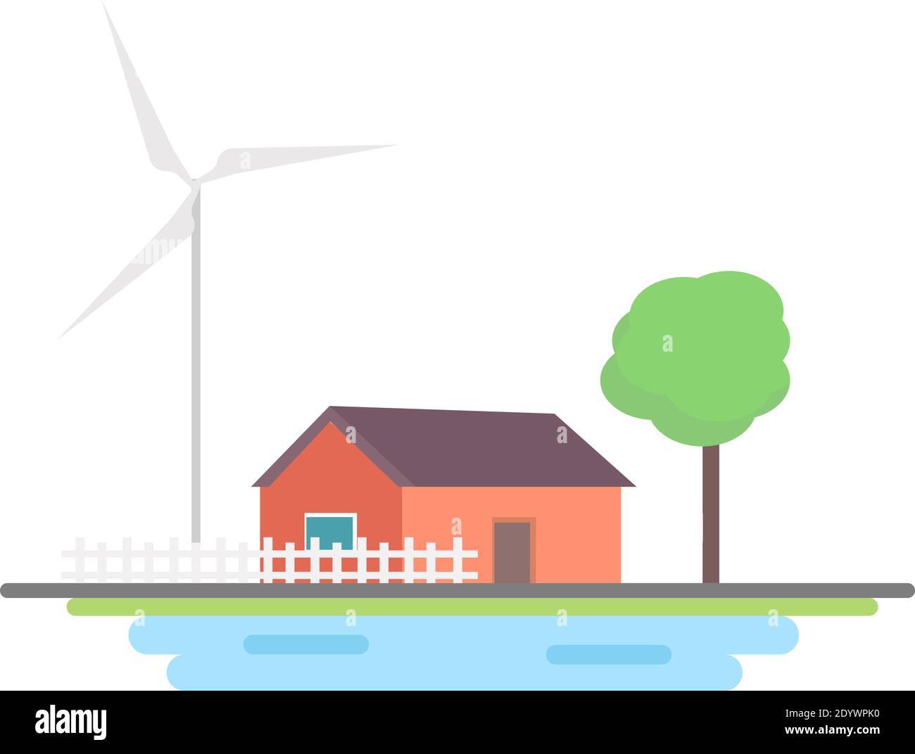 House with tree, illustration, vector on a white background Stock ...