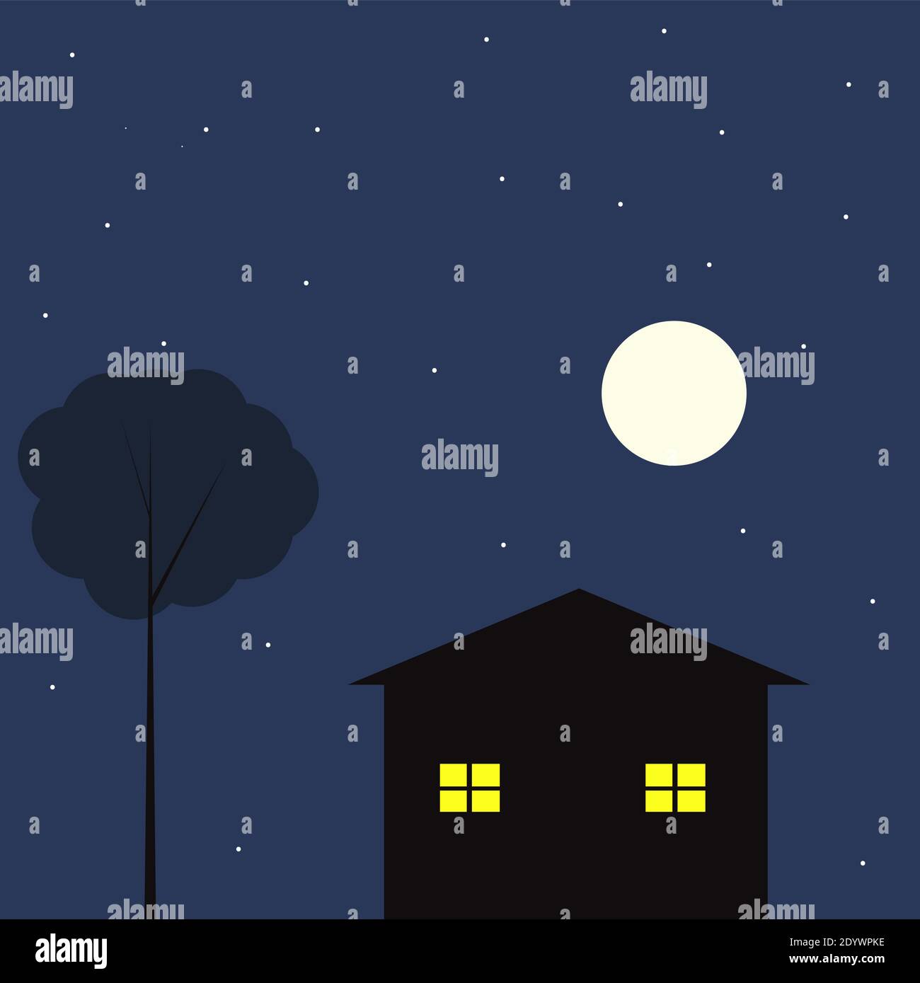 Night view, illustration, vector on a white background Stock Vector ...