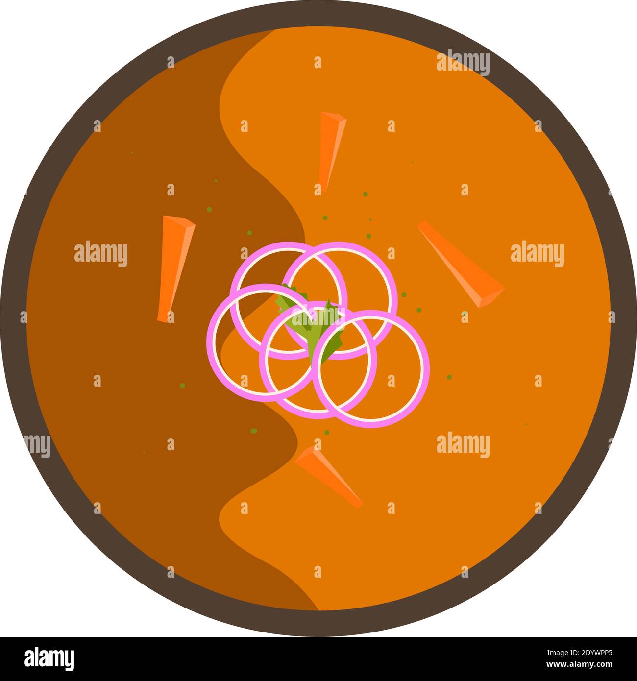 Indian food in the plate, illustration, vector on a white background ...