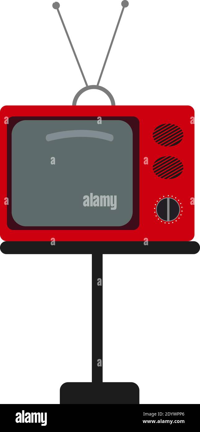 Old red TV, illustration, vector on a white background Stock Vector ...