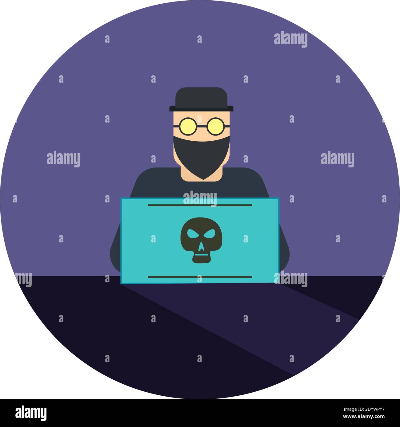 Hacker with mask, illustration, vector on a white background Stock ...