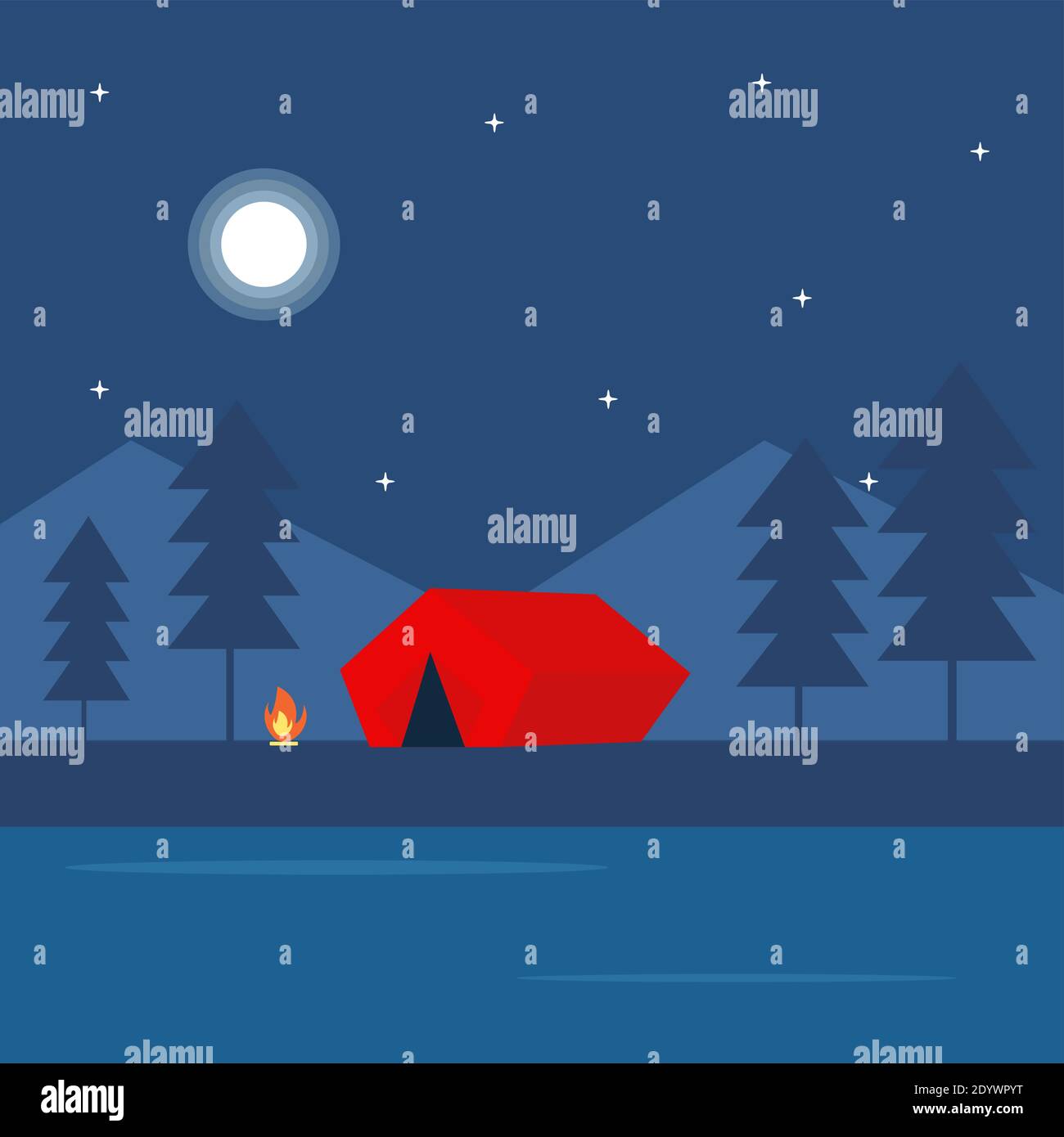 Camping family tent fire Cut Out Stock Images & Pictures - Alamy