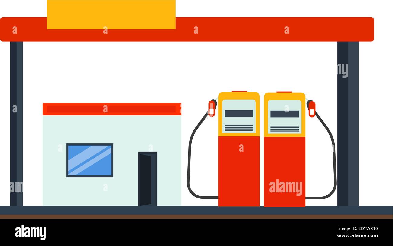 Petrol station, illustration, vector on a white background Stock Vector ...