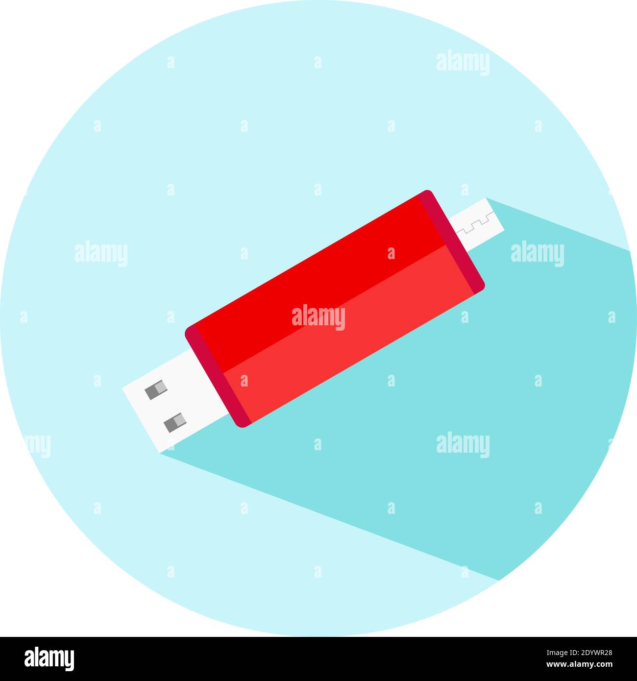 Red pen drive, illustration, vector on a white background Stock Vector ...