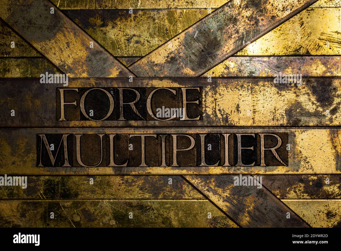 Force Multiplier text on vintage textured silver grunge copper and gold ...