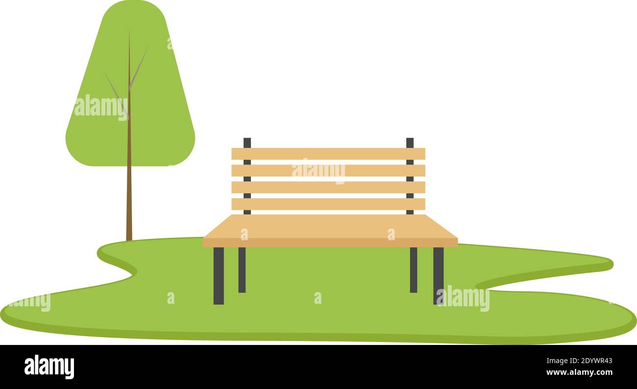 Bench in the park, illustration, vector on a white background Stock ...