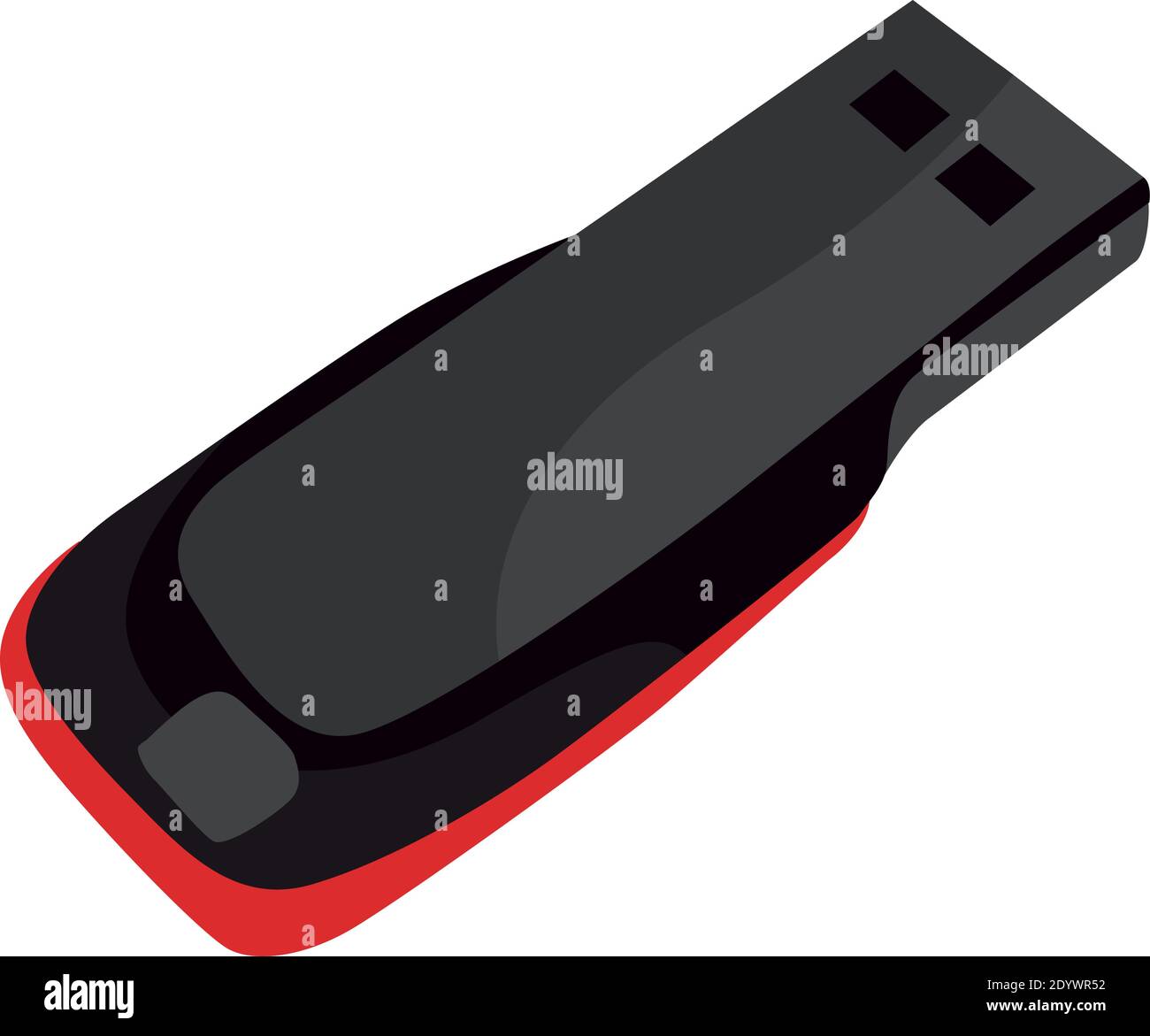 Black pen drive, illustration, vector on a white background Stock ...
