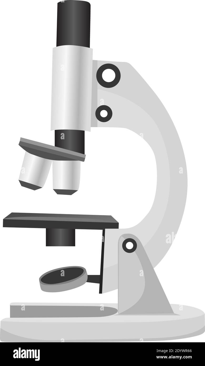 Small microscope, illustration, vector on a white background Stock ...