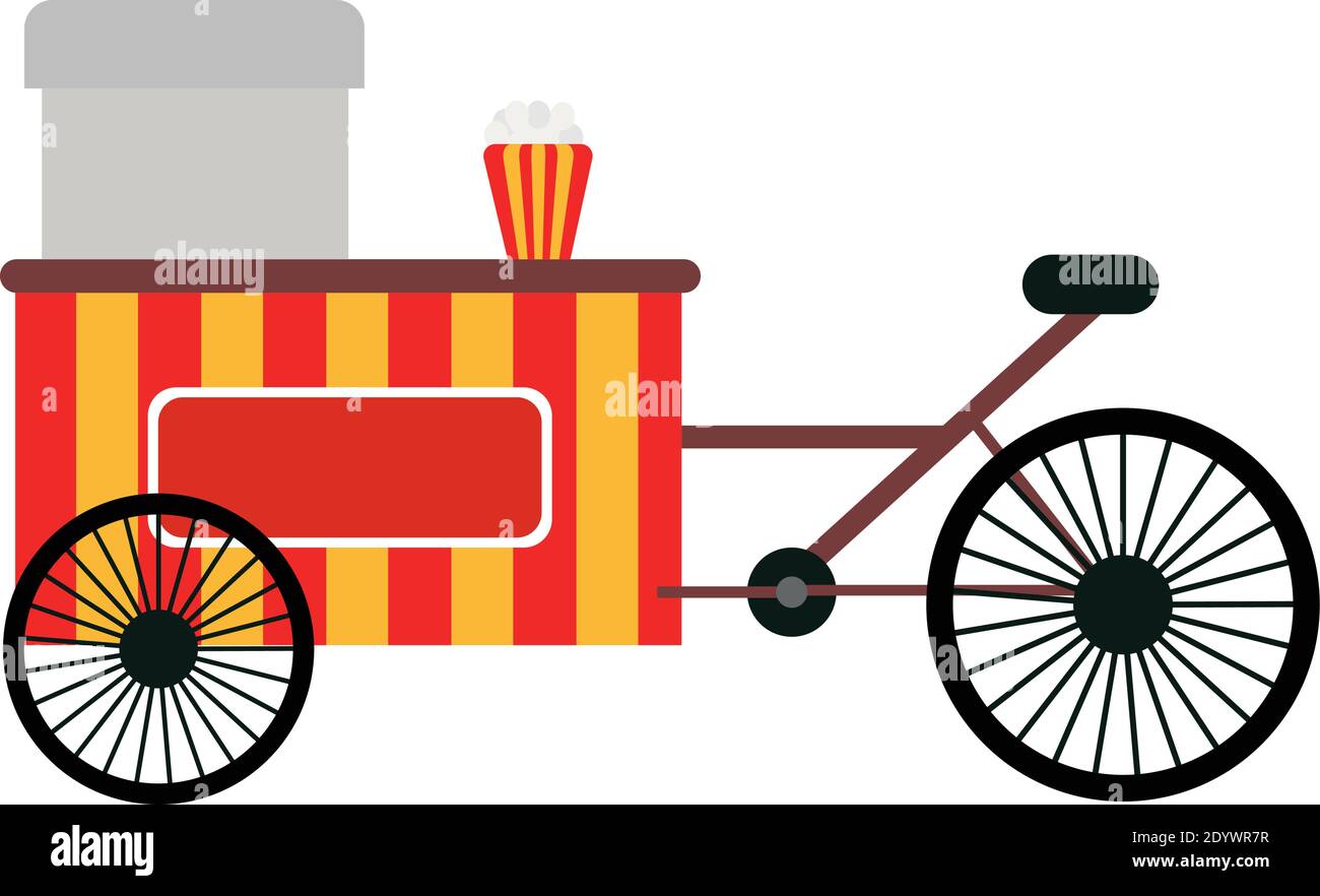 Popcorn stand, illustration, vector on a white background Stock Vector ...