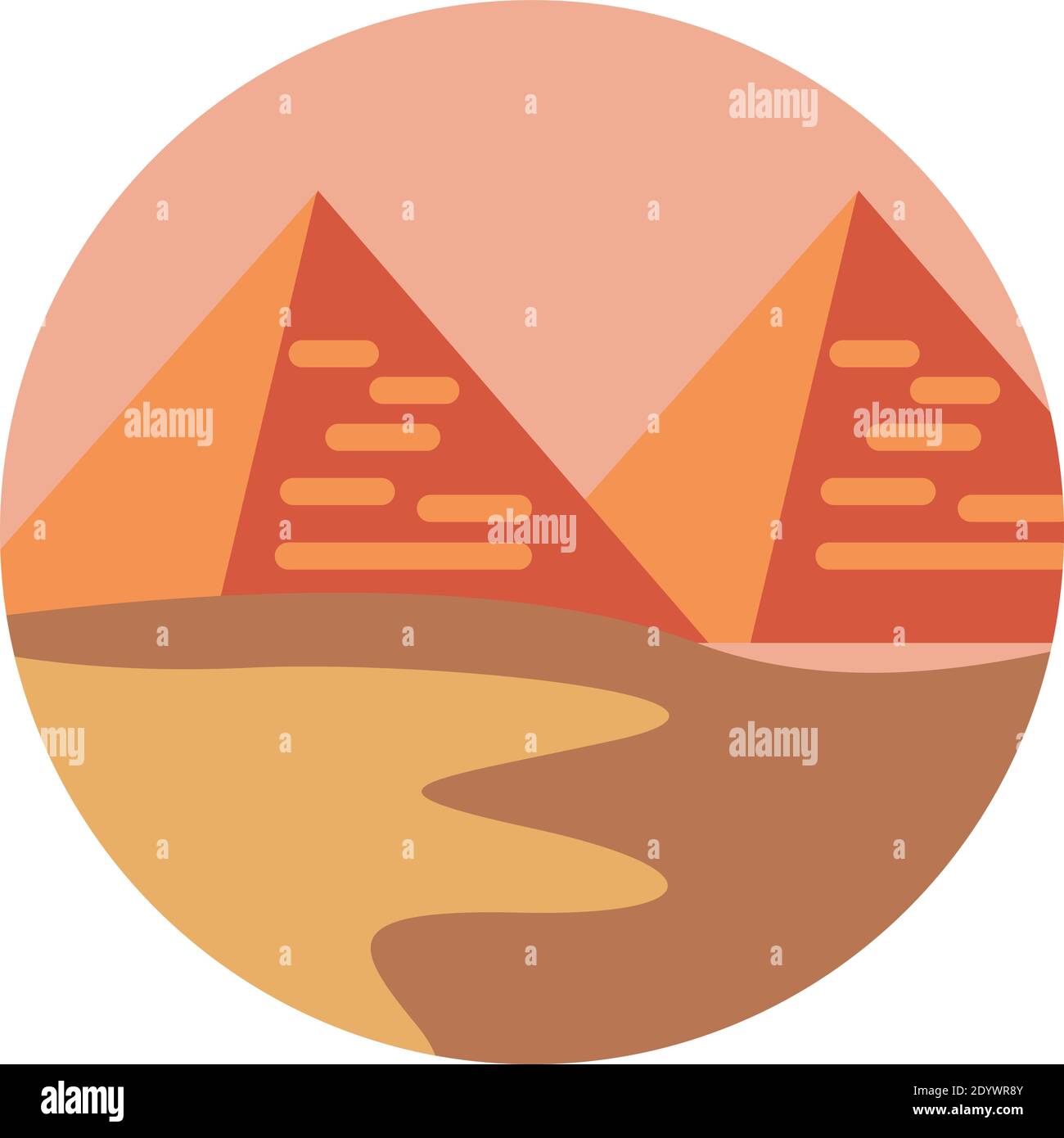 Two pyramids, illustration, vector on a white background Stock Vector ...