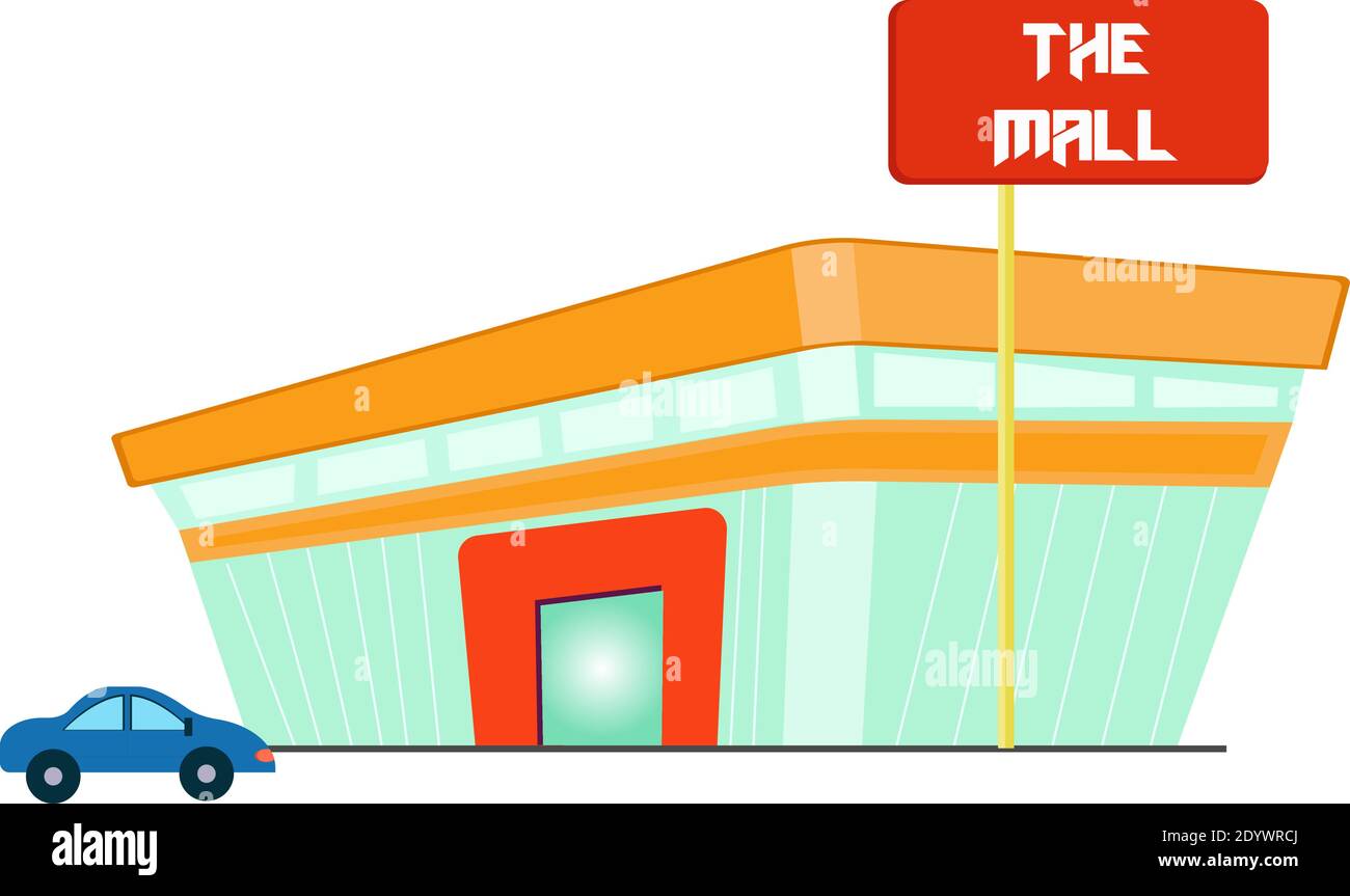 Big mall, illustration, vector on a white background Stock Vector Image ...