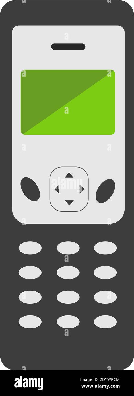 Old cell phone, illustration, vector on a white background Stock Vector ...