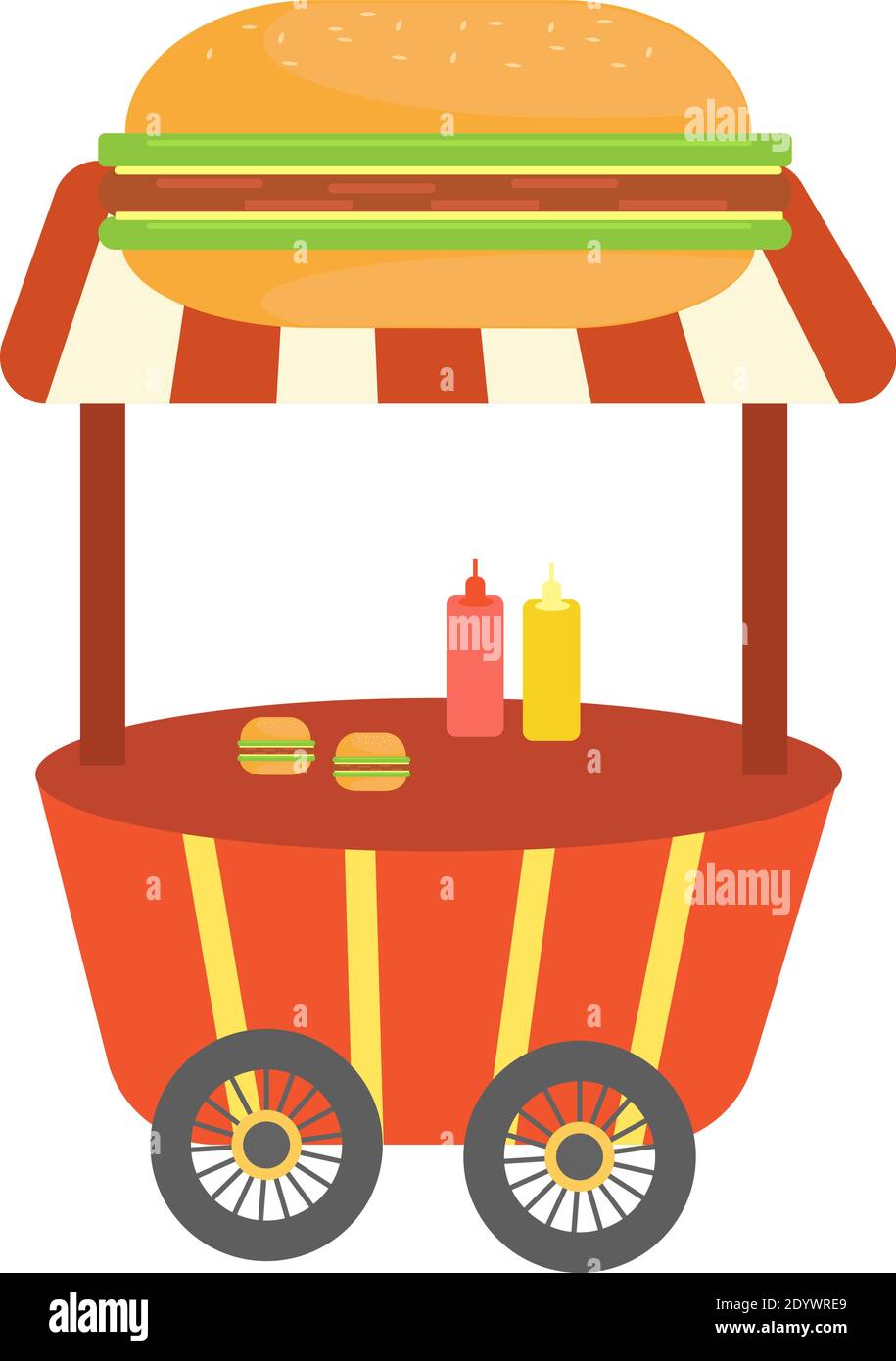 Roadside burger cart, illustration, vector on a white background Stock ...