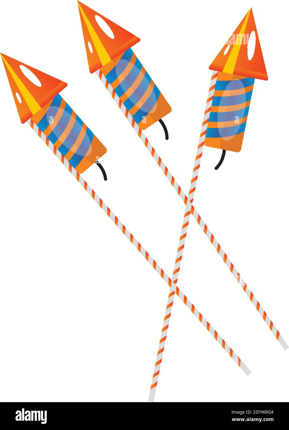 Three rocket crackers, illustration, vector on a white background Stock ...