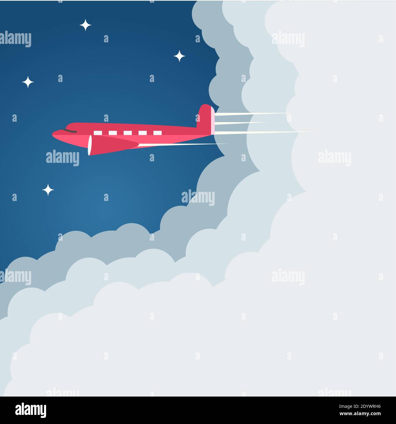 Plane in clouds, illustration, vector on a white background Stock ...