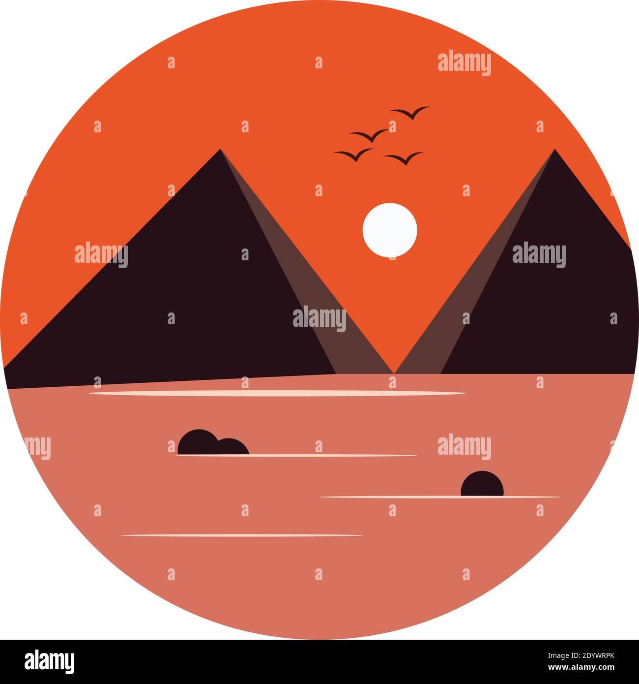 Lake view, illustration, vector on a white background Stock Vector ...