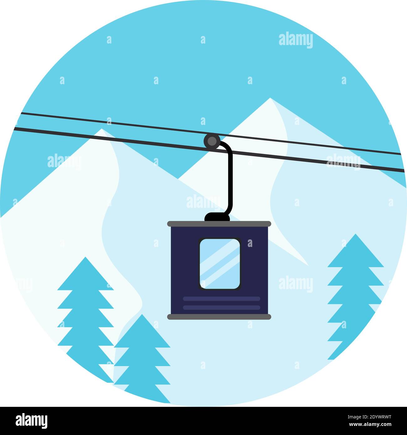 Rope way, illustration, vector on a white background Stock Vector Image ...