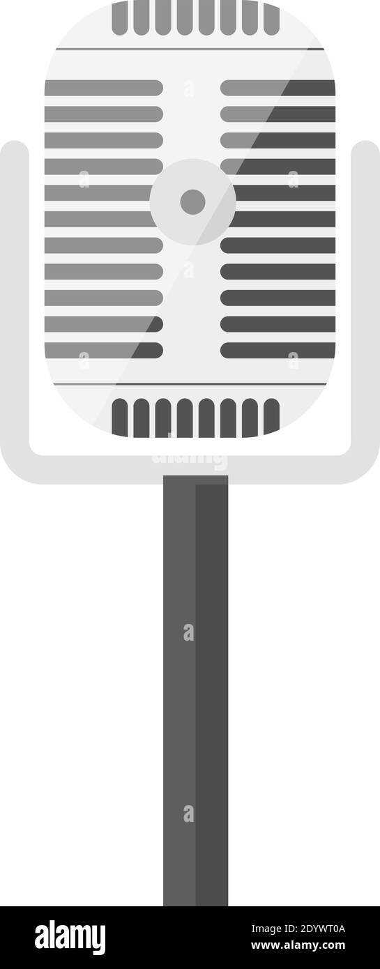 Grey microphone, illustration, vector on a white background Stock ...