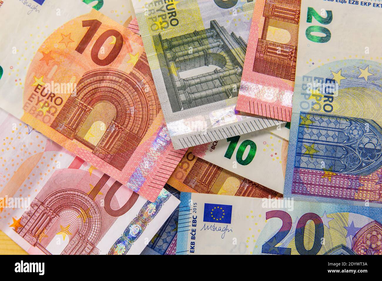 Pile of euro banknotes as background. Money concept Stock Photo - Alamy