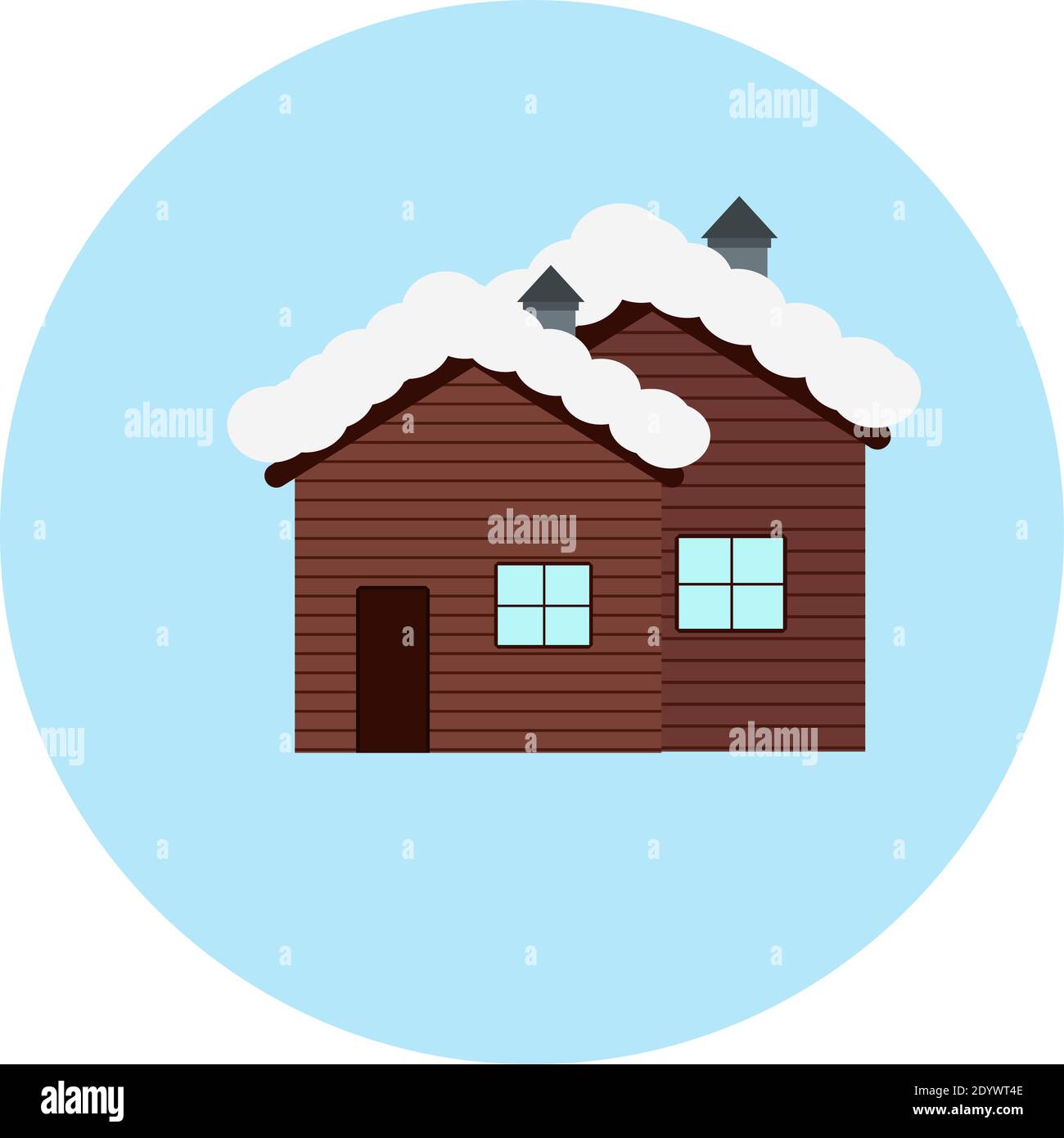 Wooden snowy house, illustration, vector on a white background Stock ...