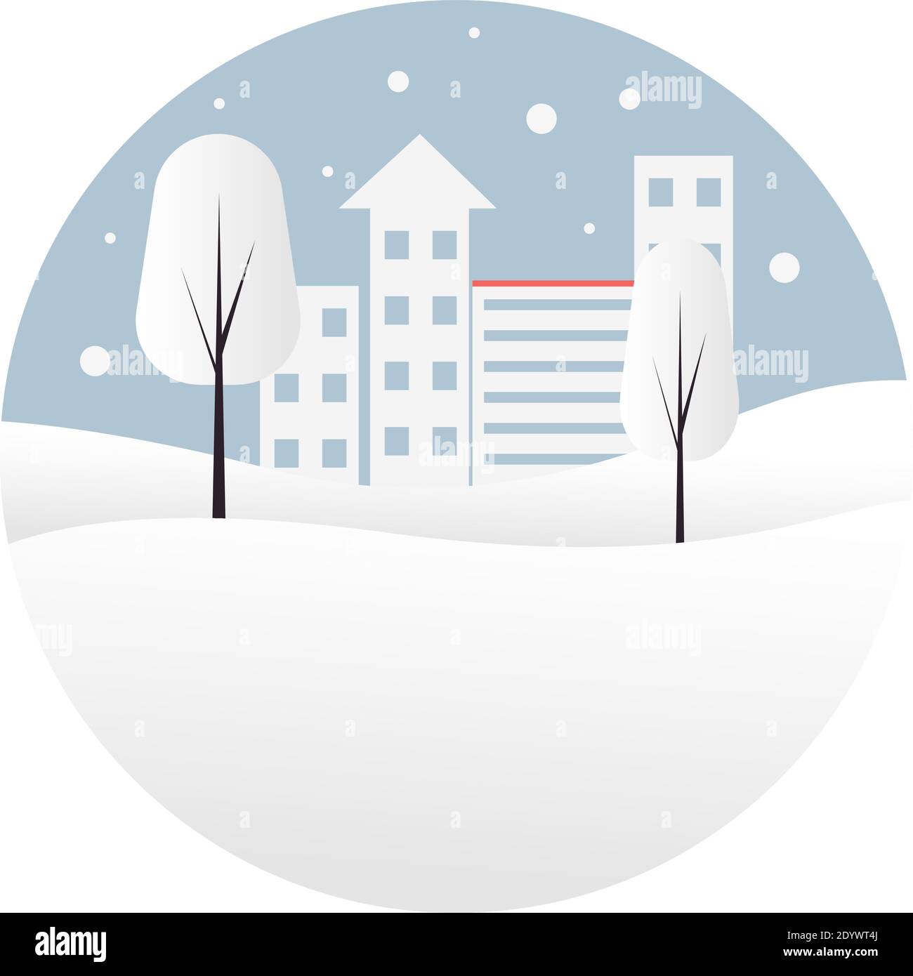 Snow city, illustration, vector on a white background Stock Vector ...