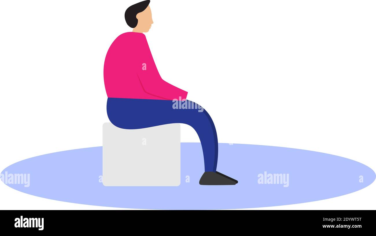 Sitting man, illustration, vector on a white background Stock Vector ...