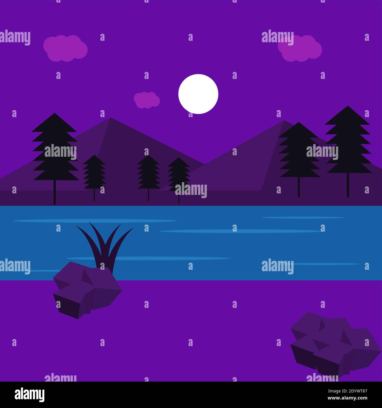 River view, illustration, vector on a white background Stock Vector ...