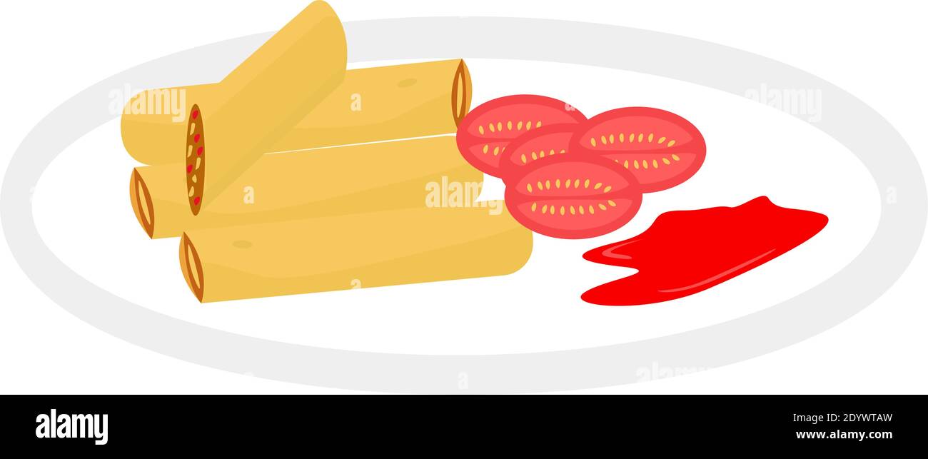 Spring roll, illustration, vector on a white background Stock Vector ...